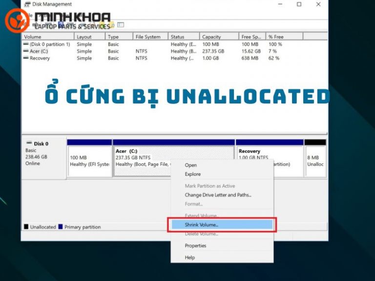 Ổ Cứng Bị Unallocated Và Cách Phục Hồi Hiệu Quả - Laptop Minh Khoa